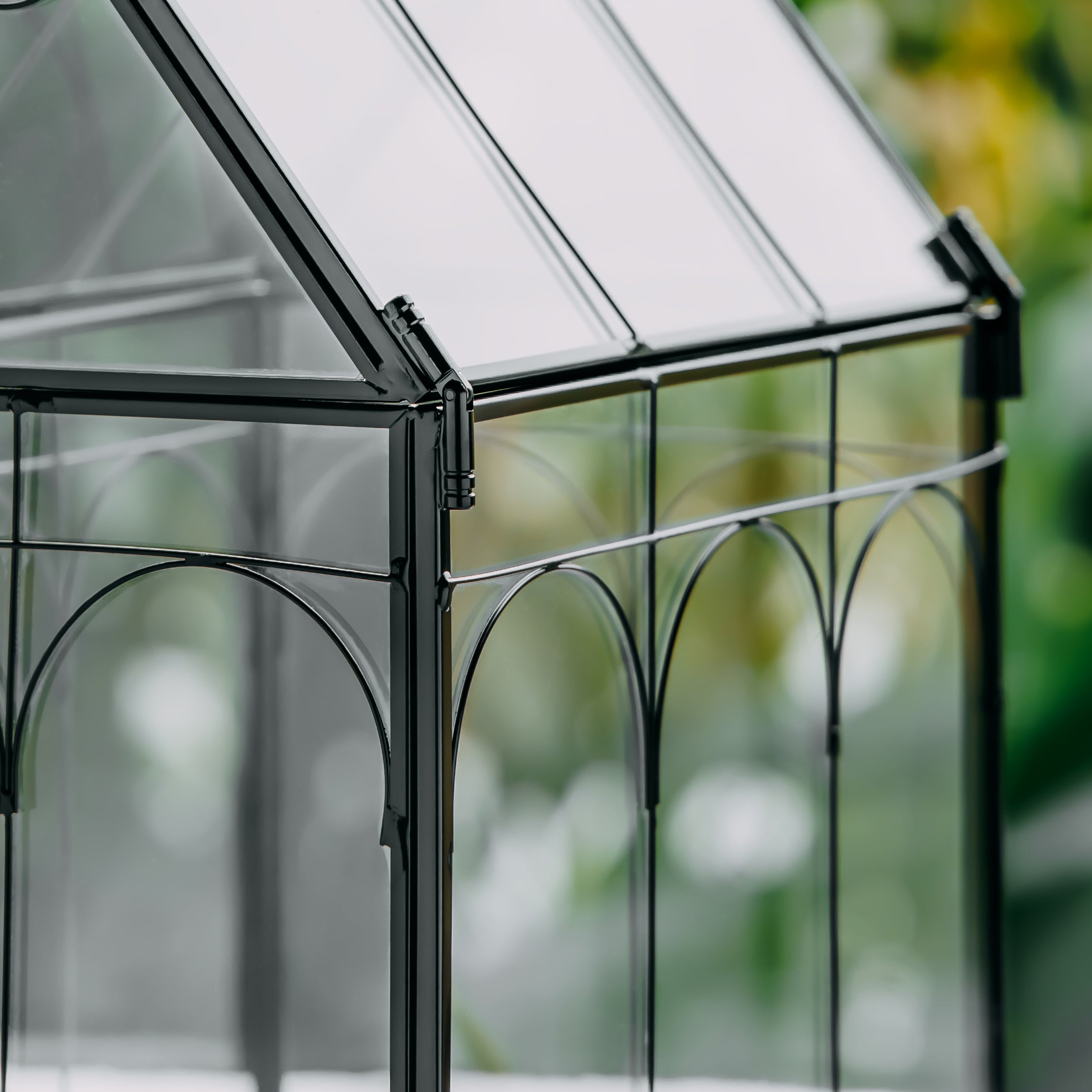 Vintage House Glass Geometric Terrarium Card Box Black — NCYPgarden