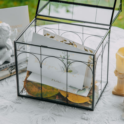 Vintage House Glass Geometric Terrarium Card Box Black — NCYPgarden