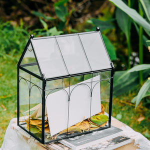 Vintage House Glass Geometric Terrarium Card Box Black — NCYPgarden